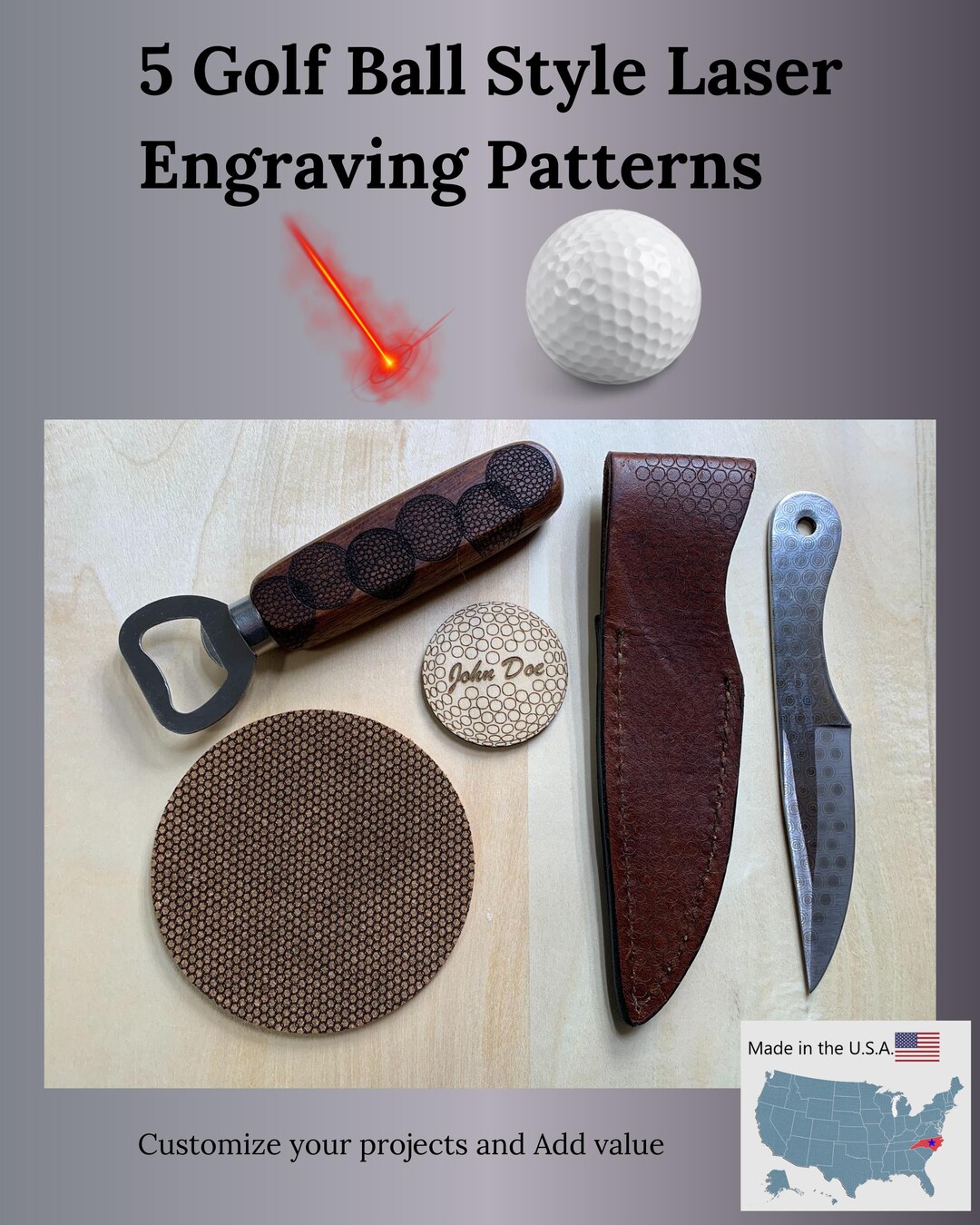 5 Golf Ball Style Laser Engraving Patterns. SVG, AI, and DXF Files - Etsy