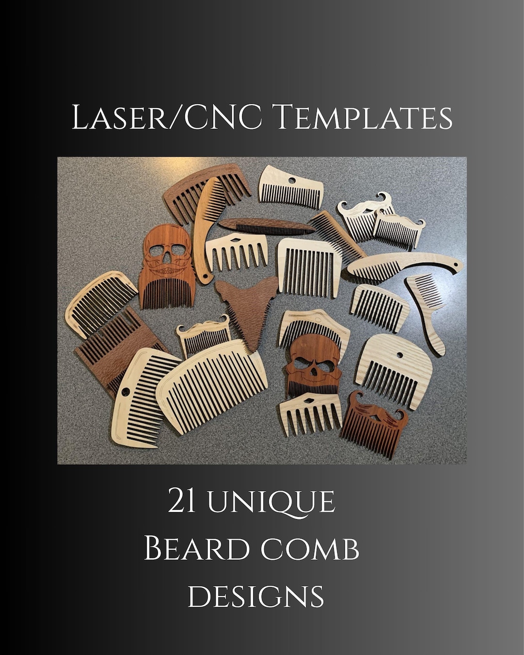 21 Unique Beard Comb Designs Bundle/ Laser Engraving/cnc Cutting ...