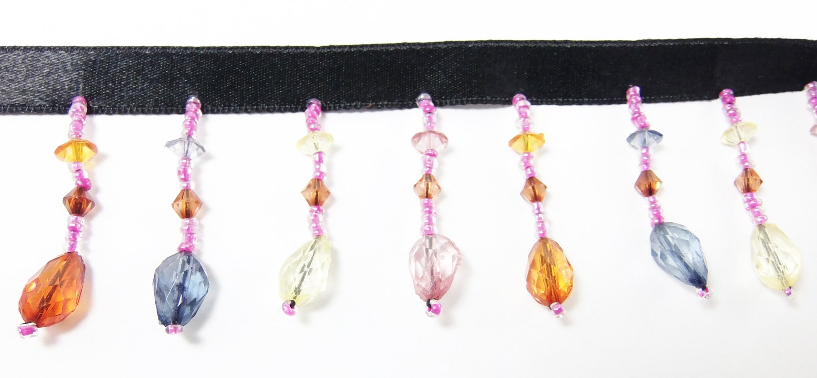 Hanging Beaded Fringes Multi Colors Crystal Fringe on Satin - Etsy