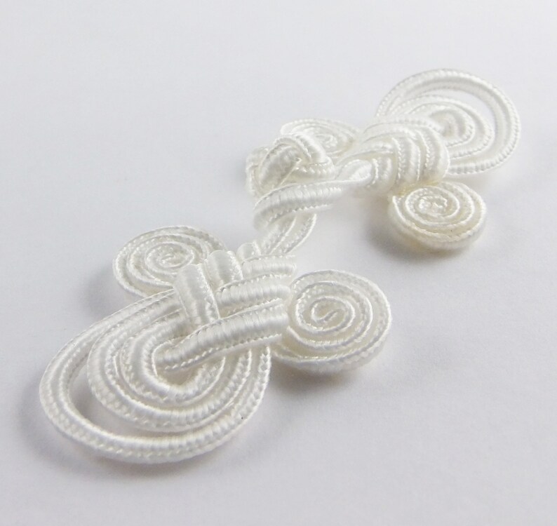 Chinese Frogs Button Closures Hook & Eye Fastener- HANDMADE- White- 3.5 ...