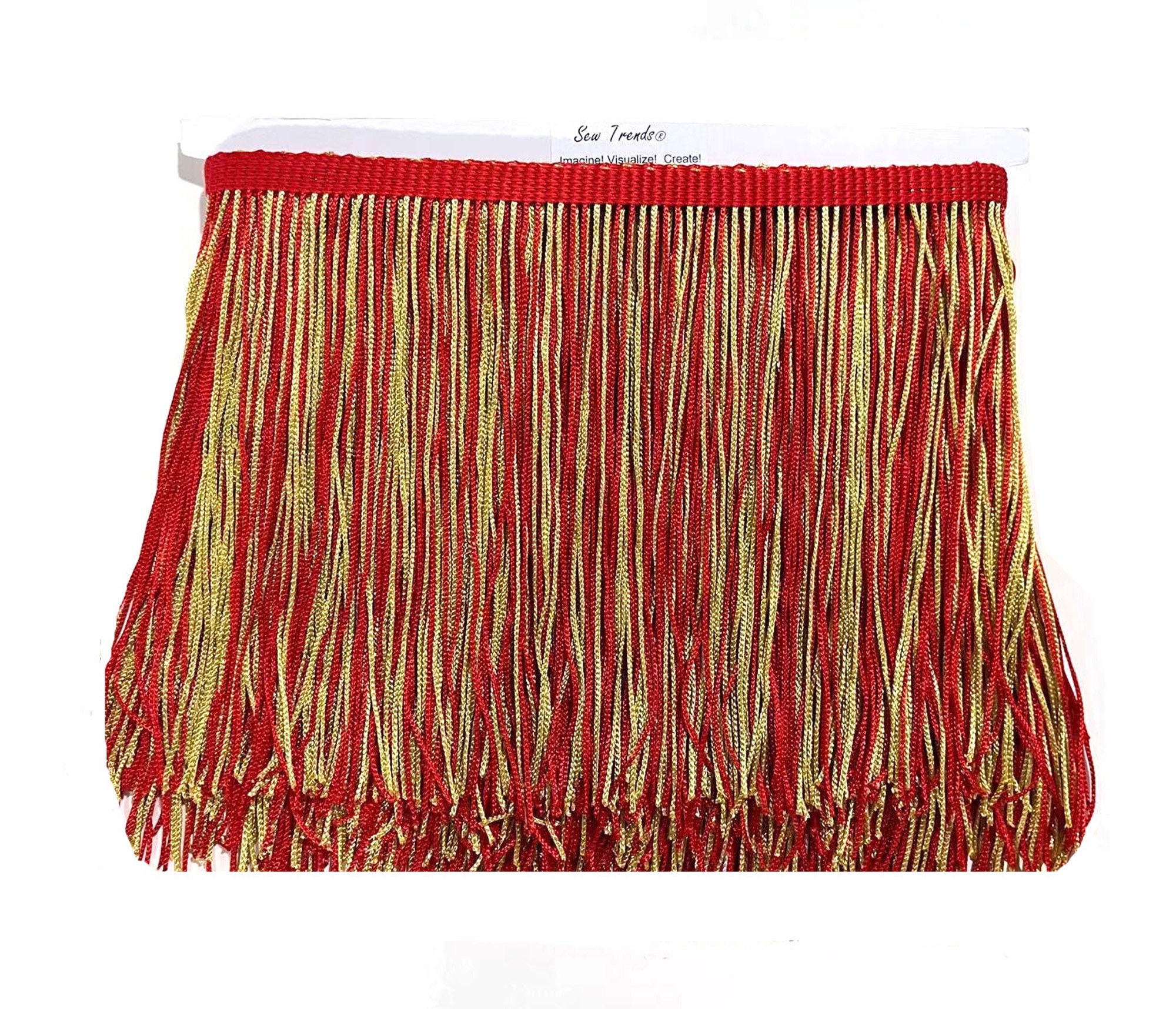 6 to 12 Long Chainette Thread Yarn Fringe Two Tone Multicolor Red ...
