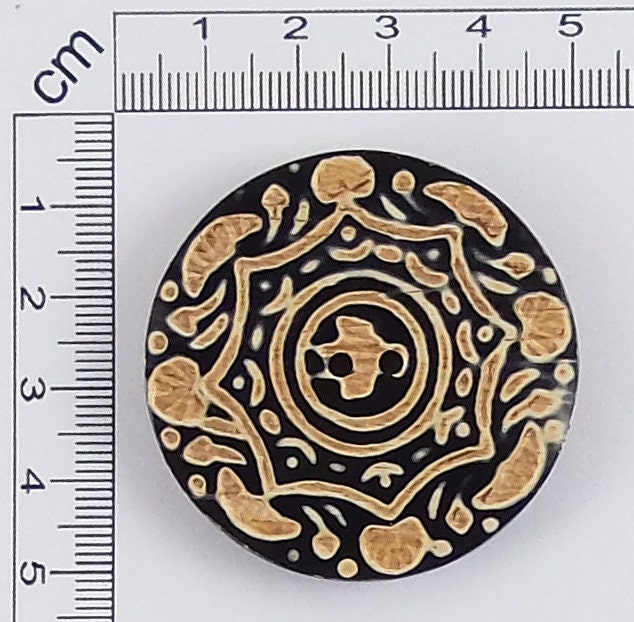 Botones de cuerno natural hechos a mano Blac/Beige 47mm Diseño azteca ...