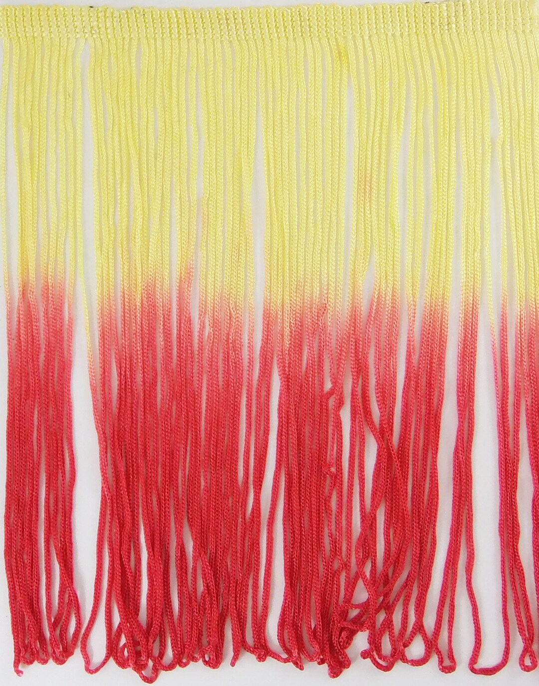 7" to 12" Long Two Tone Tie Dye Ombre Chainette Tassel Thread Fringe ...