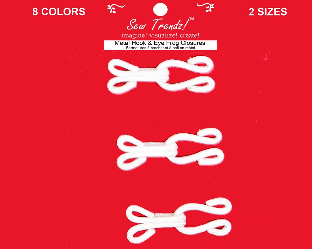 Corded Metal Hook and Eye Frogs Button Sew on Closures Clasp Clip ...