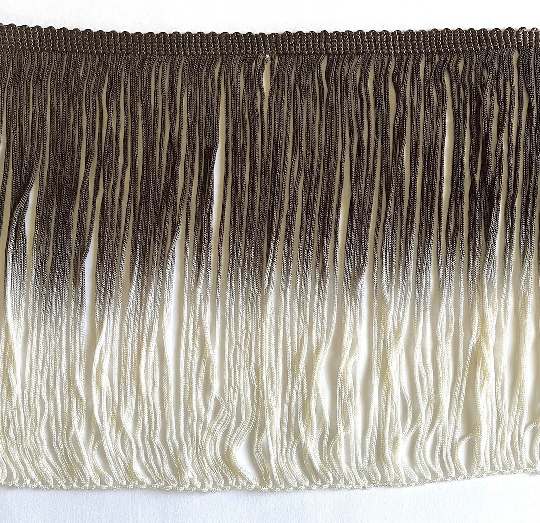7" to 12" Long Two Tone Tie Dye Ombre Chainette Tassel Thread Fringe- 2 ...