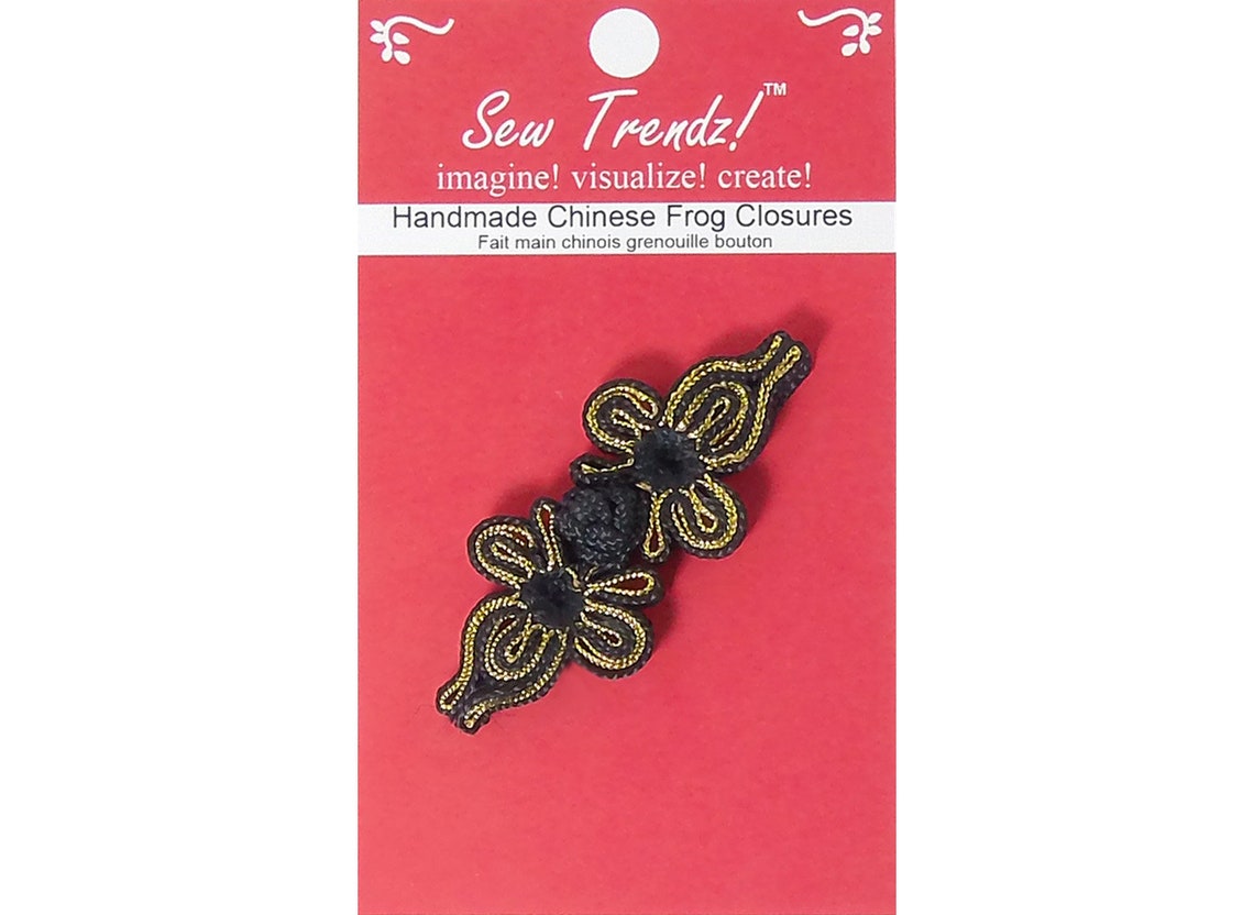 Chinese Frogs Button Closures Hook & Eye Fastener HANDMADE Black/gold 2 ...