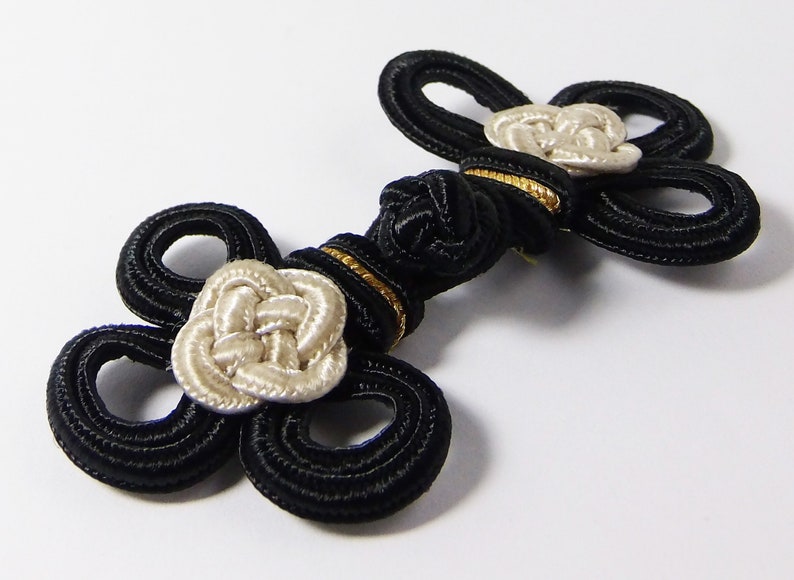 Chinese Frogs Button Closures Hook & Eye Fastener HANDMADE Black/beige ...