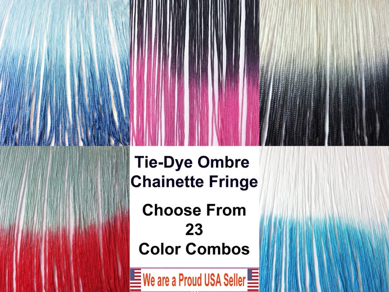 7" to 12" Long Two Tone Tie Dye Ombre Chainette Tassel Thread Fringe ...
