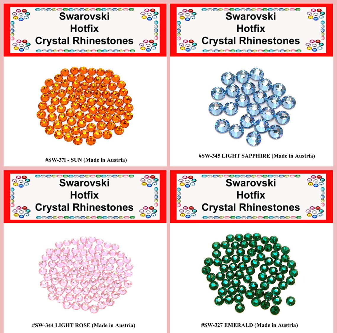 Swarovski Crystals Hotfix Rhinestones - Iron on Crystals - Hot Fix ...