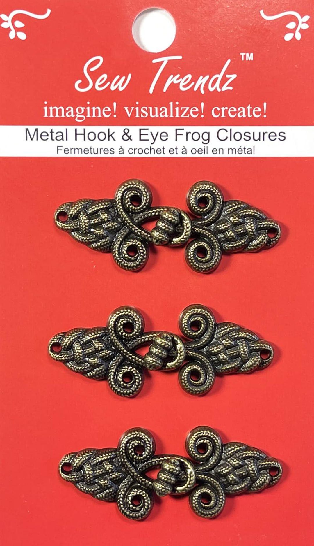 3 Pairs Metal Chinese Frogs Button Closures Clasp Clip Hook & Eye ...
