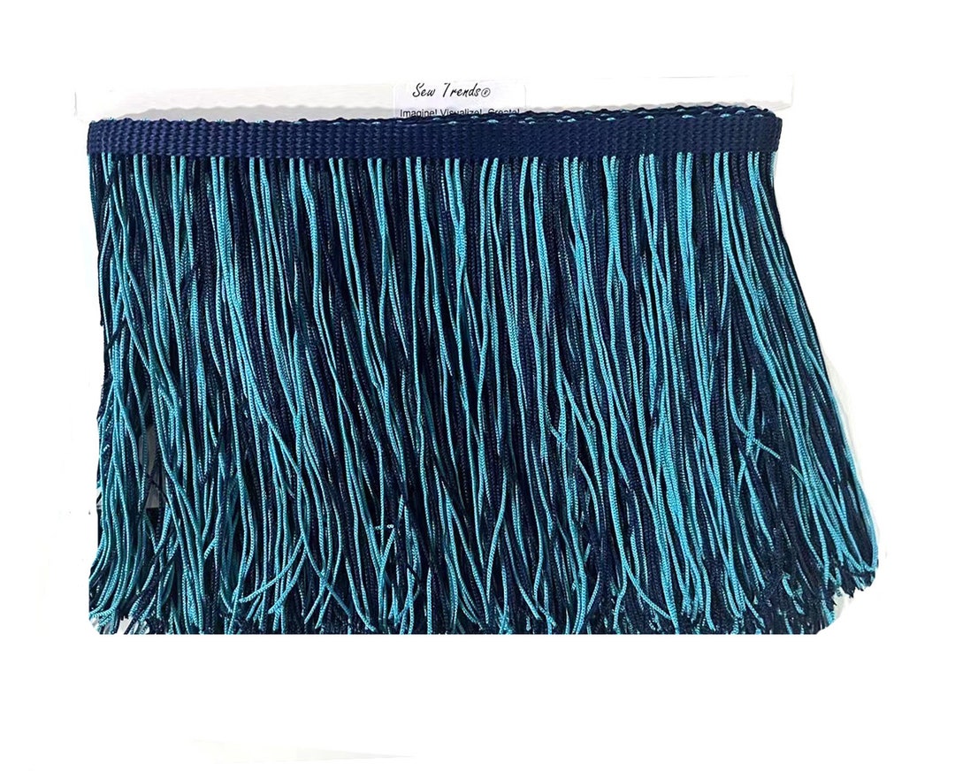 6" to 12" Long Chainette Thread Yarn Fringe Two Tone Multicolor Dark ...