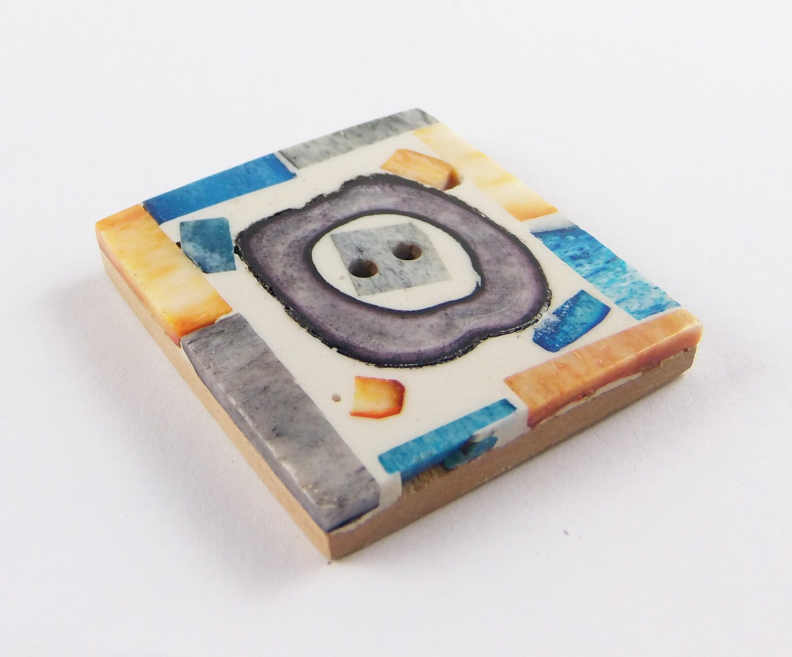 Handmade Natural Bone Buttons- Multicolor- 37x37mm- Millefiory ...