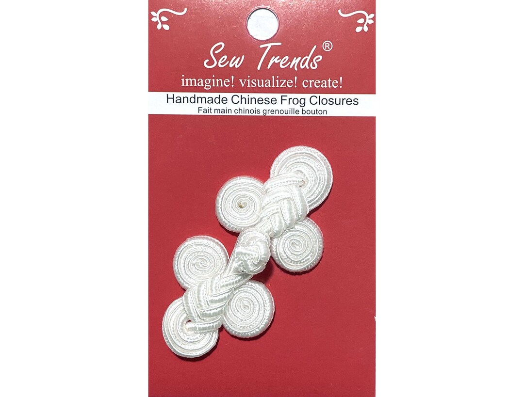 Chinese Frogs Button Closures Hook & Eye Fastener- HANDMADE- White- 3.5 ...