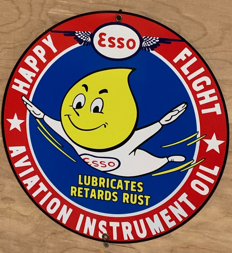 Retro Style Esso Aviation Gasoline Oil Garage Art Sign - Etsy