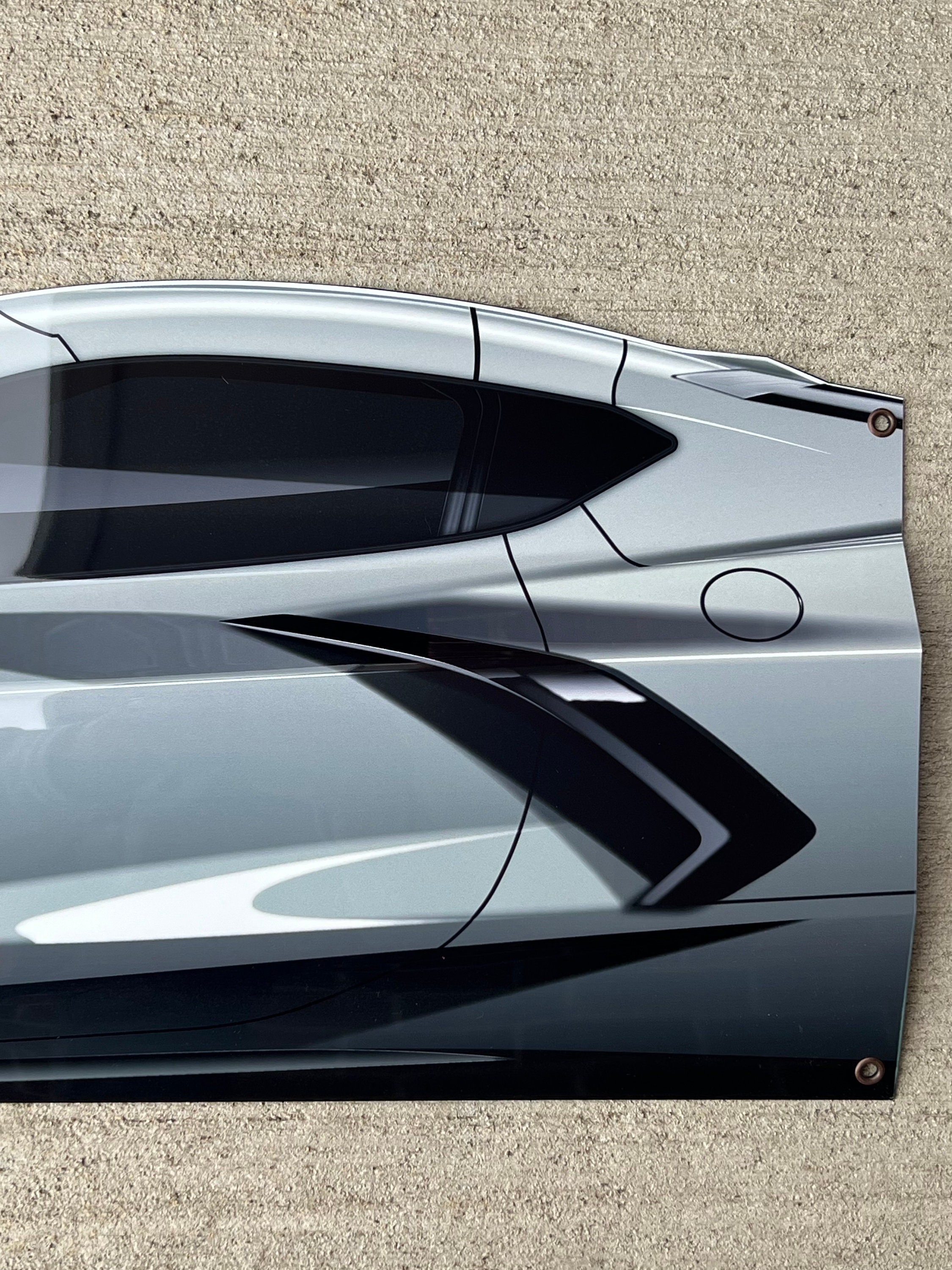 3D Style Corvette C8 Side View Sign CHOOSE COLOR Hypersonic Grey - Etsy