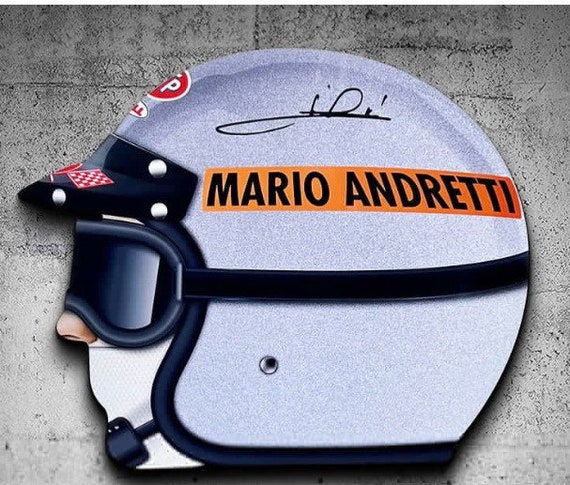 Racing Legend F1 Indy Mario Andretti Helmet Inspired Wall - Etsy