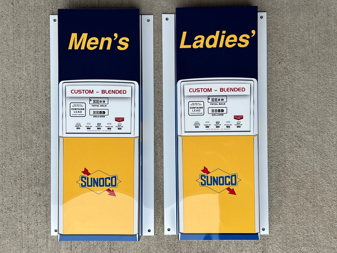Sunoco Gas Pump Station Restroom Curved 3D Like Wall Art Memorabilia ...
