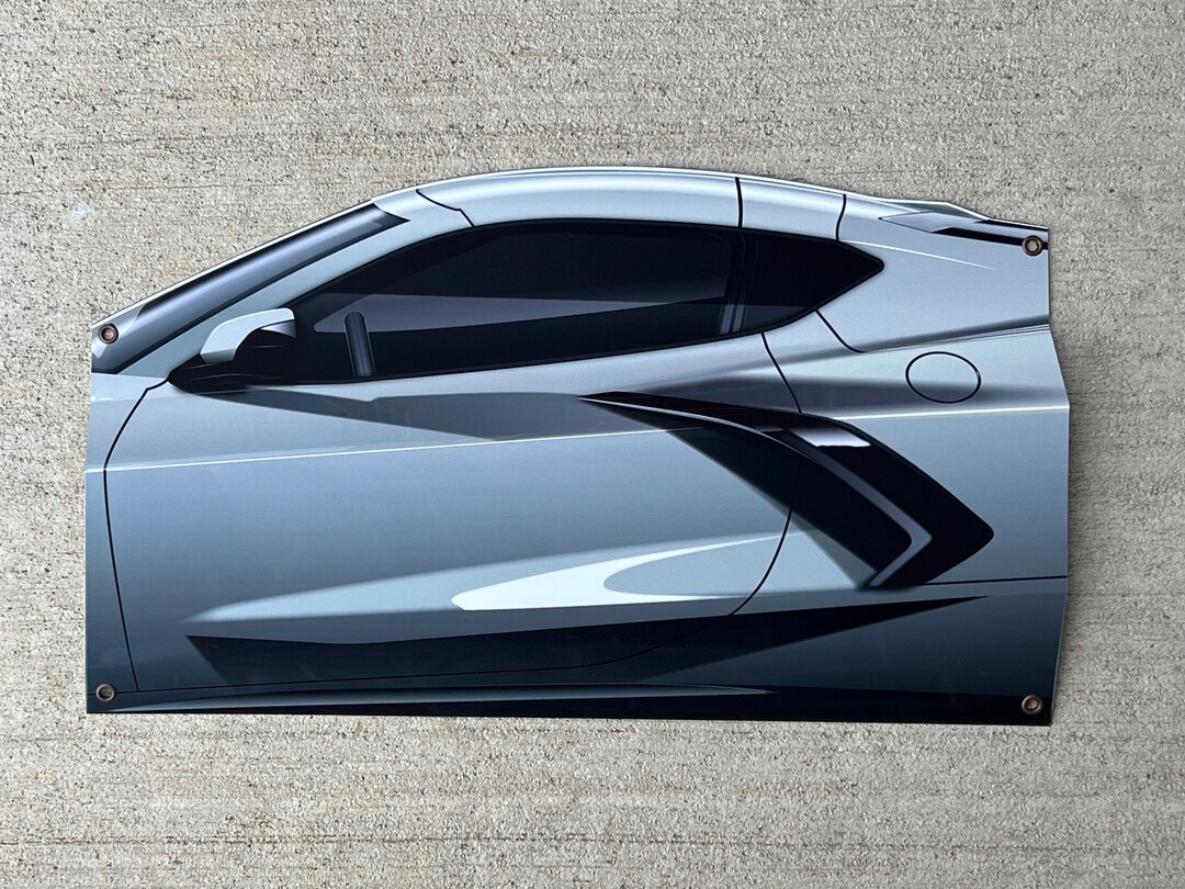 3D Style Corvette C8 Side View Sign CHOOSE COLOR Hypersonic Grey - Etsy