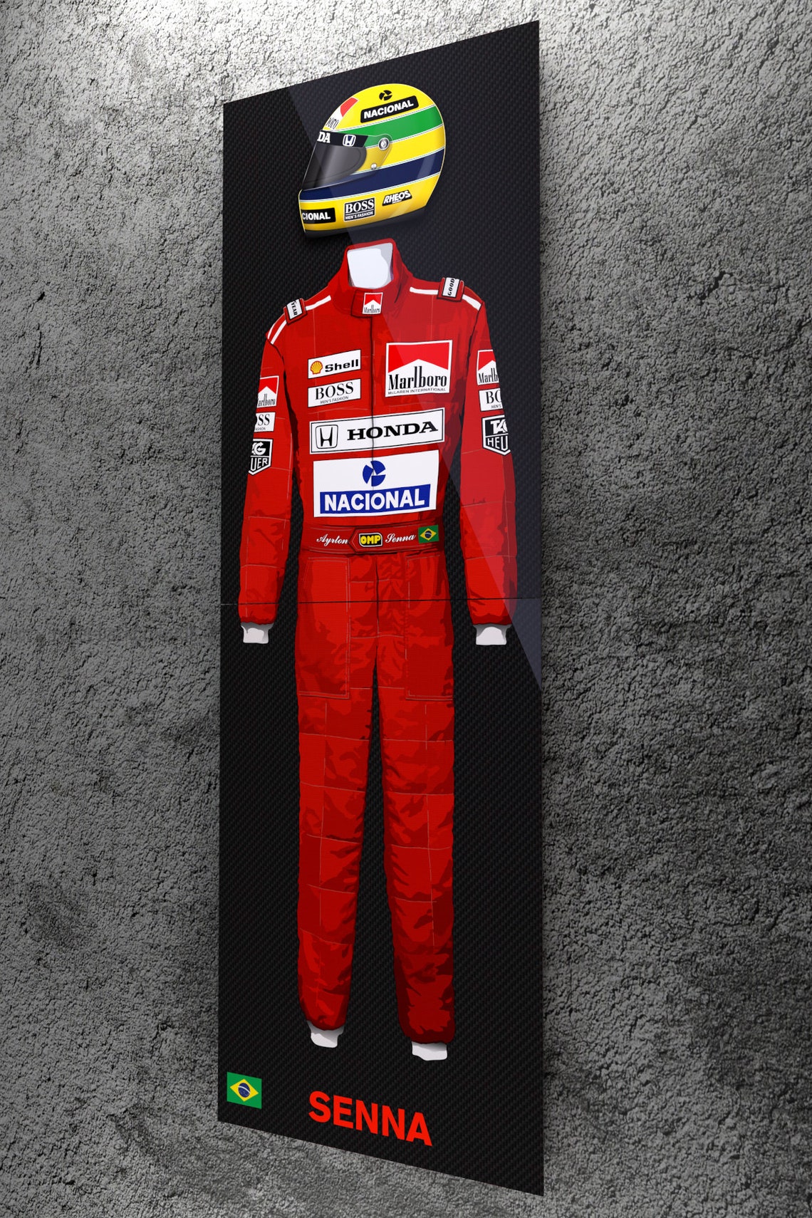 High Quality Large 2 Panel F1 Racing Legends Team Ayrton Senna Inspired ...