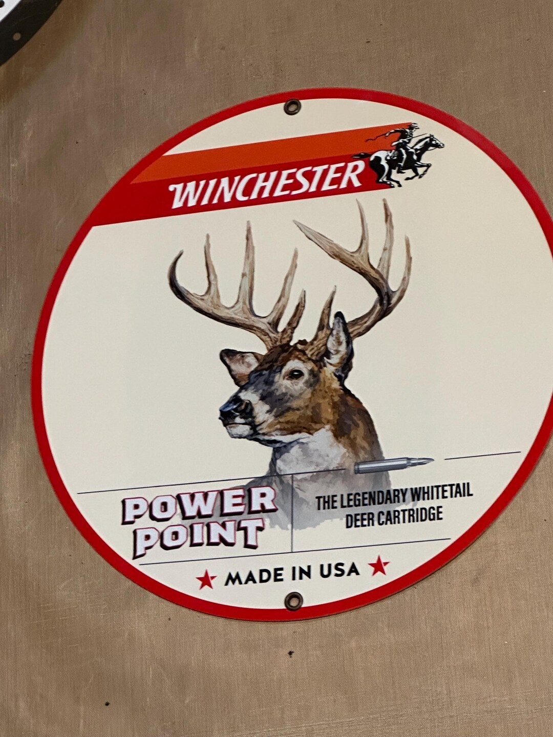 Retro Style Hunting Winchester Deer Power Point Cartridge Inspired Man ...