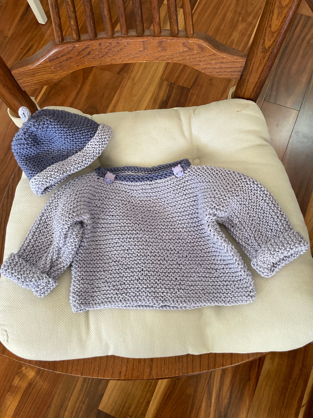 Baby Hippo Sweater Set-size 0-3 Months-hand-knit Sweater With - Etsy