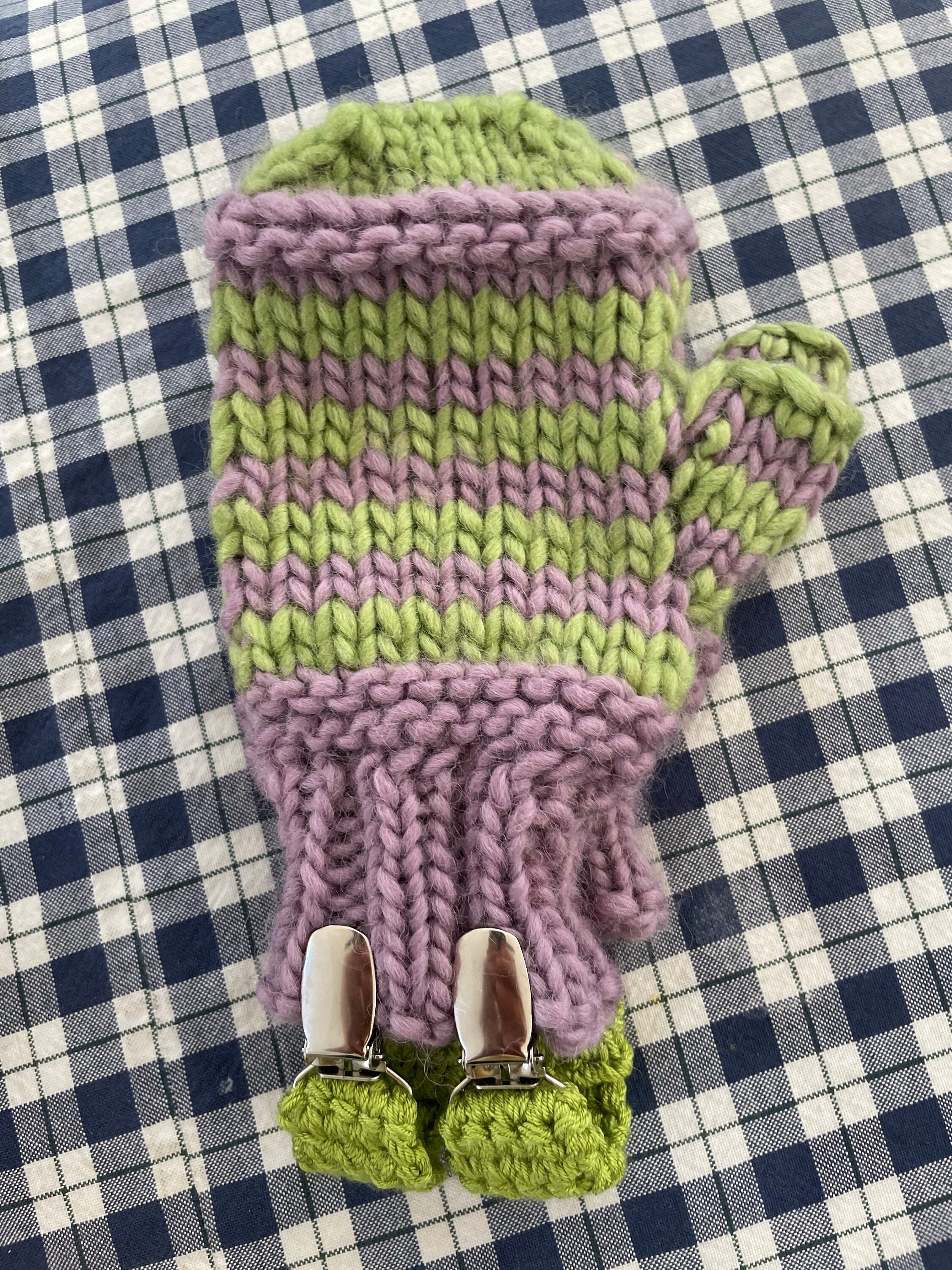 Child's Handknit Mittens With Matching Mitten Clips Will Fit an Average ...