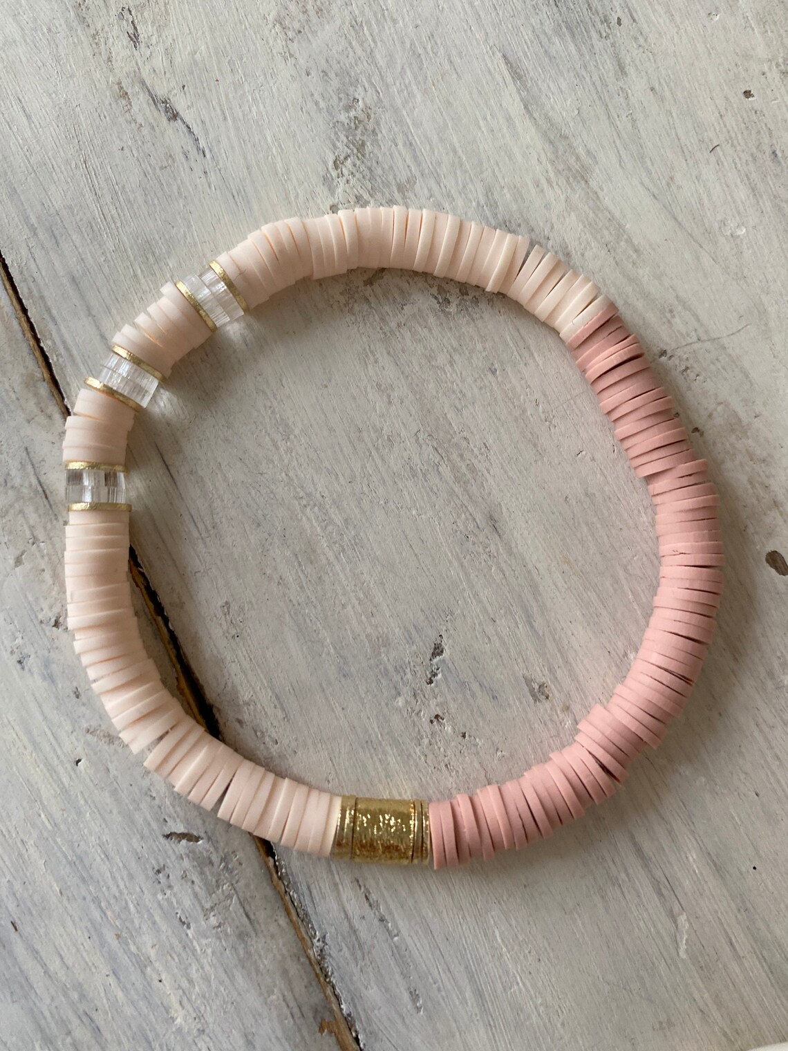 Heishi Shell Summer Stack/ Pink and Grey Neutral Heishi With | Etsy