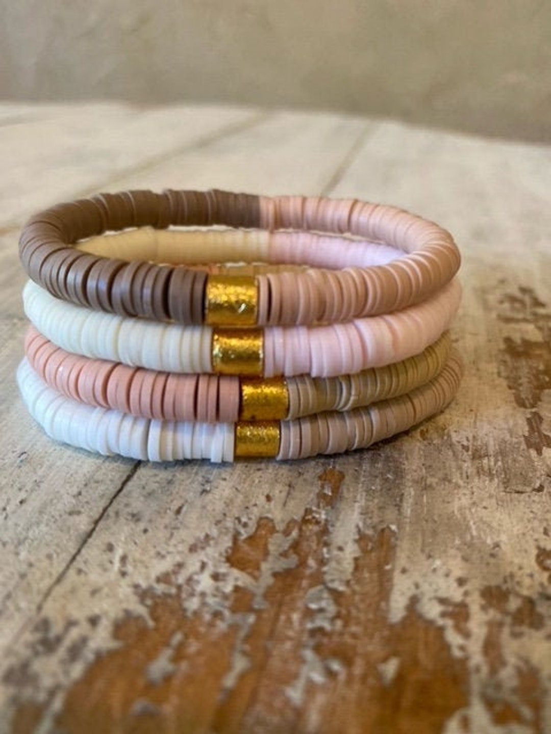 Color Block Heishi Bracelet/ Choose Your Colors/ Two Toned Bracelet ...