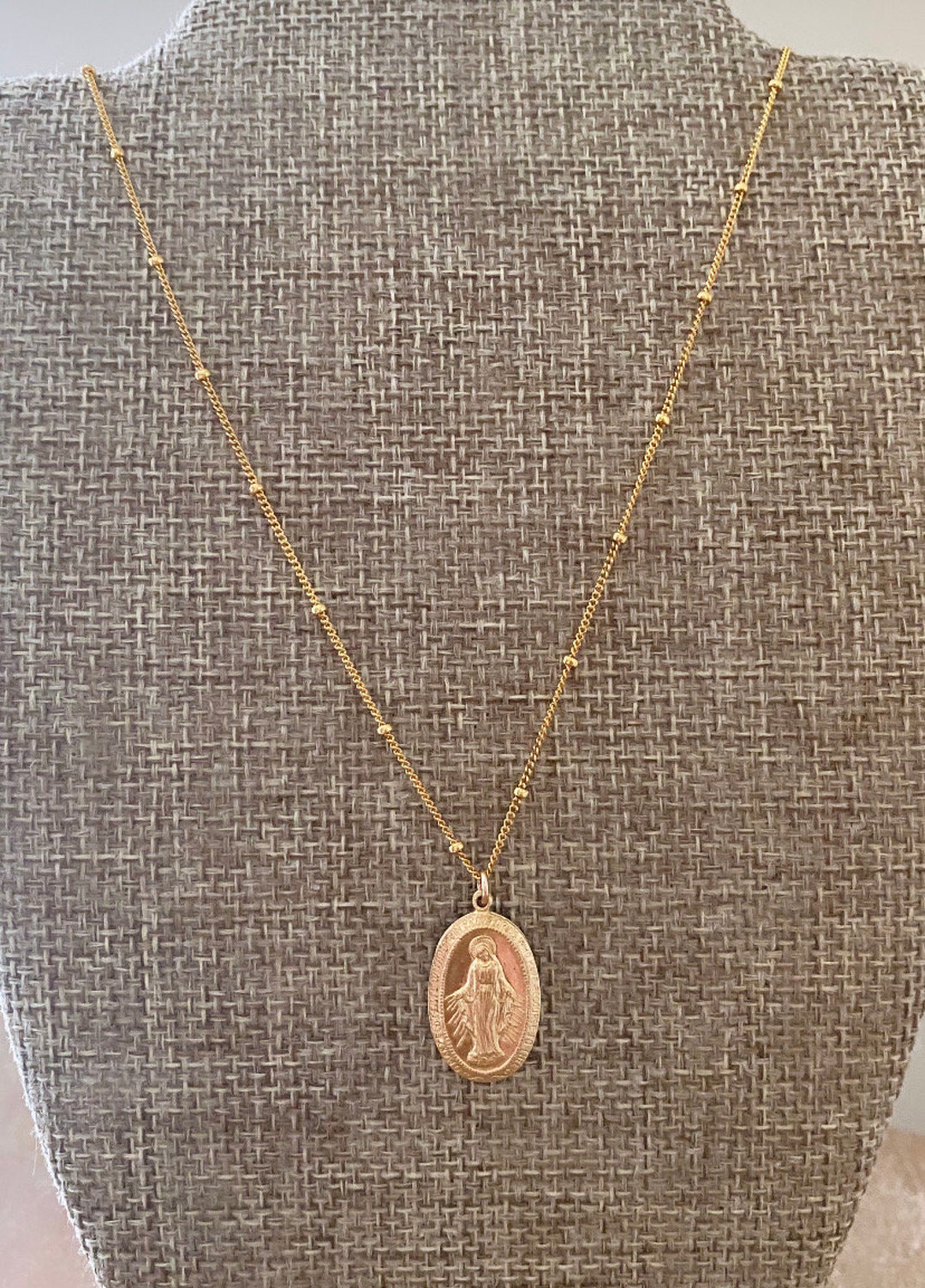 Gold Filled or Silver Miraculous Metal Pendant Necklace / Virgin Mary ...