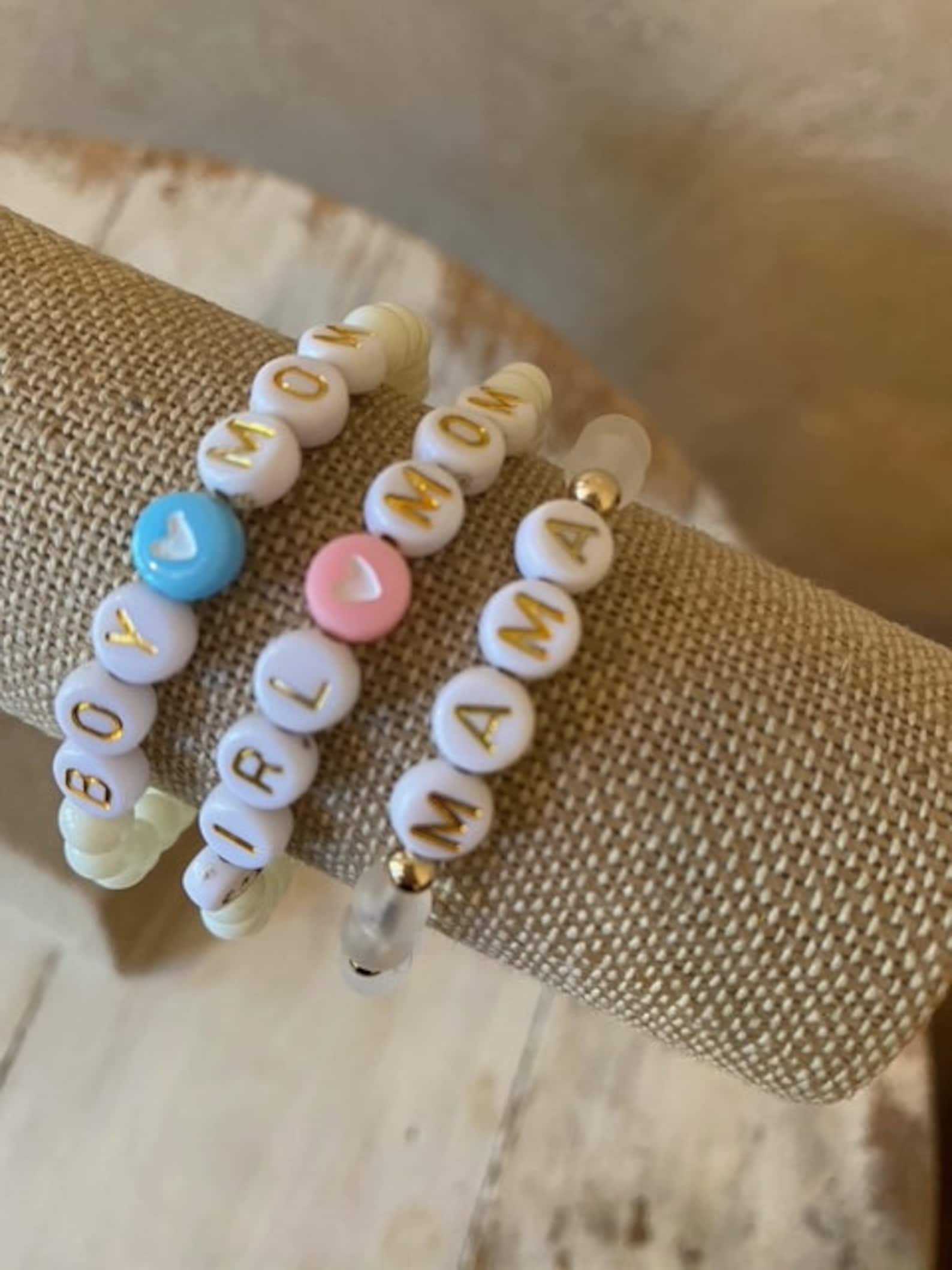 Word Bead Bracelet: Personalized Name or Affirmation, Stretchy ...