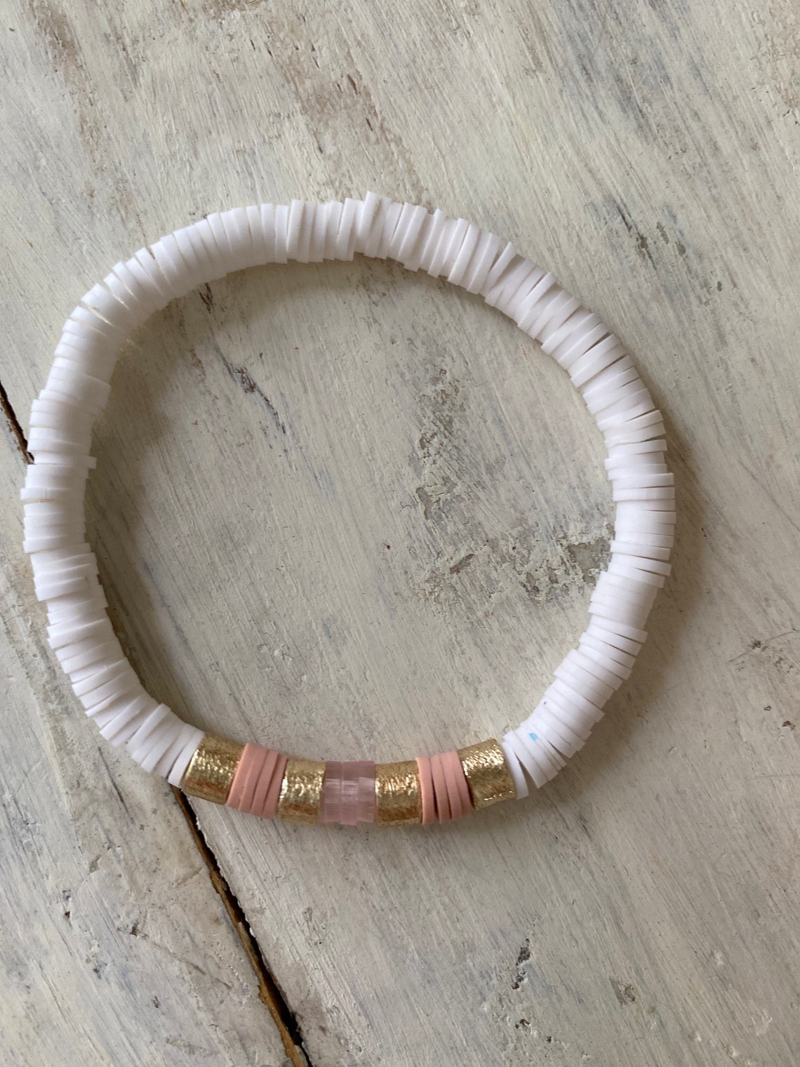 Heishi Shell Summer Stack/ Pink and Grey Neutral Heishi With | Etsy