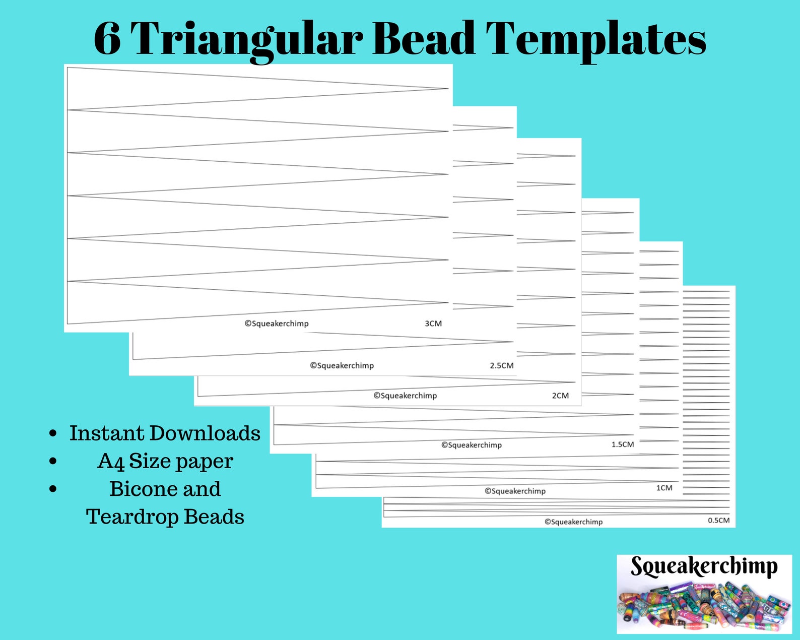 Paper Beading Template - Instant Download PDF - Set of 6 A4 Triangles ...