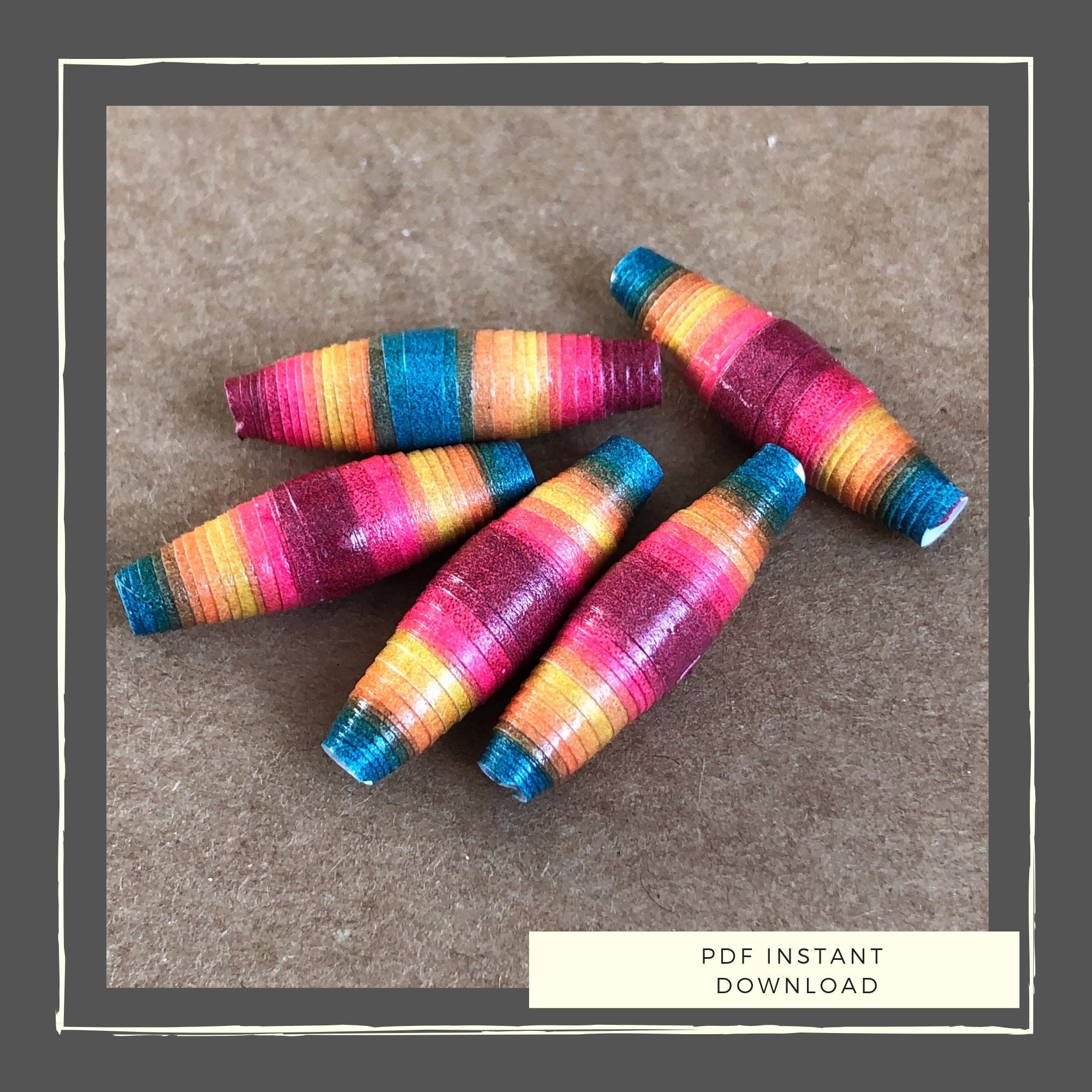 Paper Bead Template for Bead Rolling - Instant Downloads PDF - Teal ...