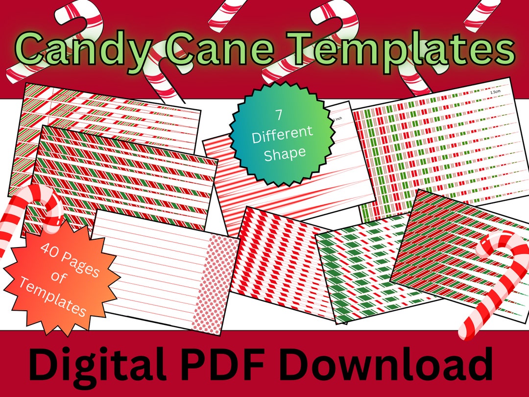 Candy Cane Paper Beading Template - Instant Download PDF - Christmas ...