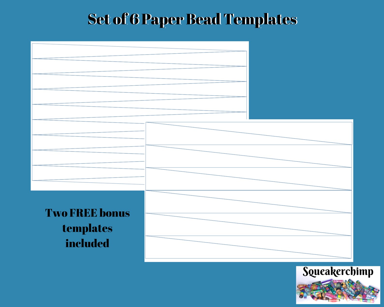 Paper Beading Template - Instant Download PDF - Set of 6 Marble Swirl ...