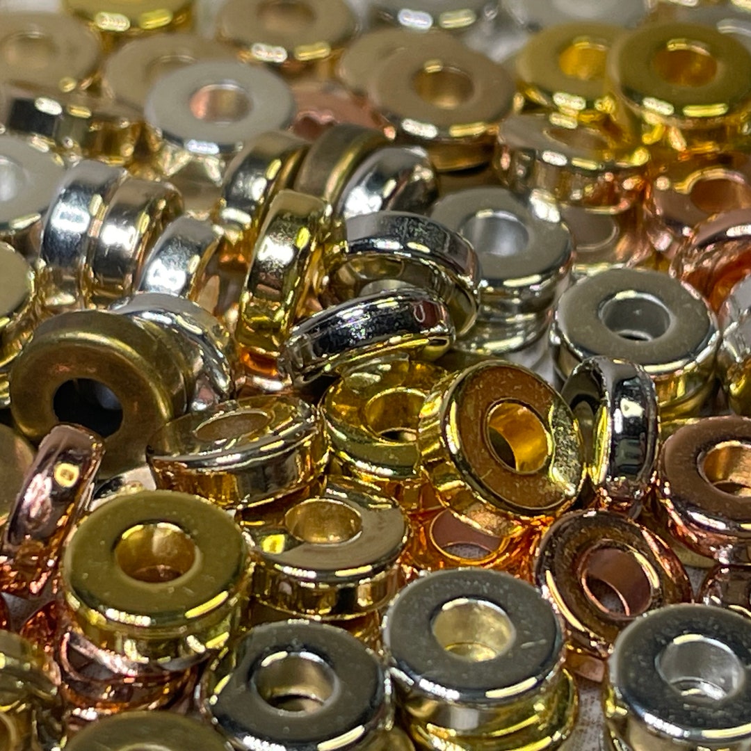 Mixed Heishi Spacer Discs, 6mm Bronze, Gold, Silver Spacers, Disk Beads ...