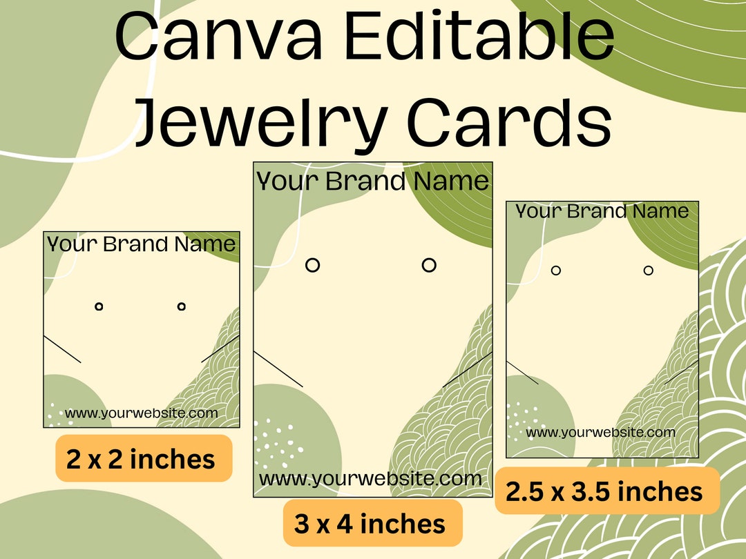 Green Abstract Jewelry Card Display Cards, Canva Editable Template ...