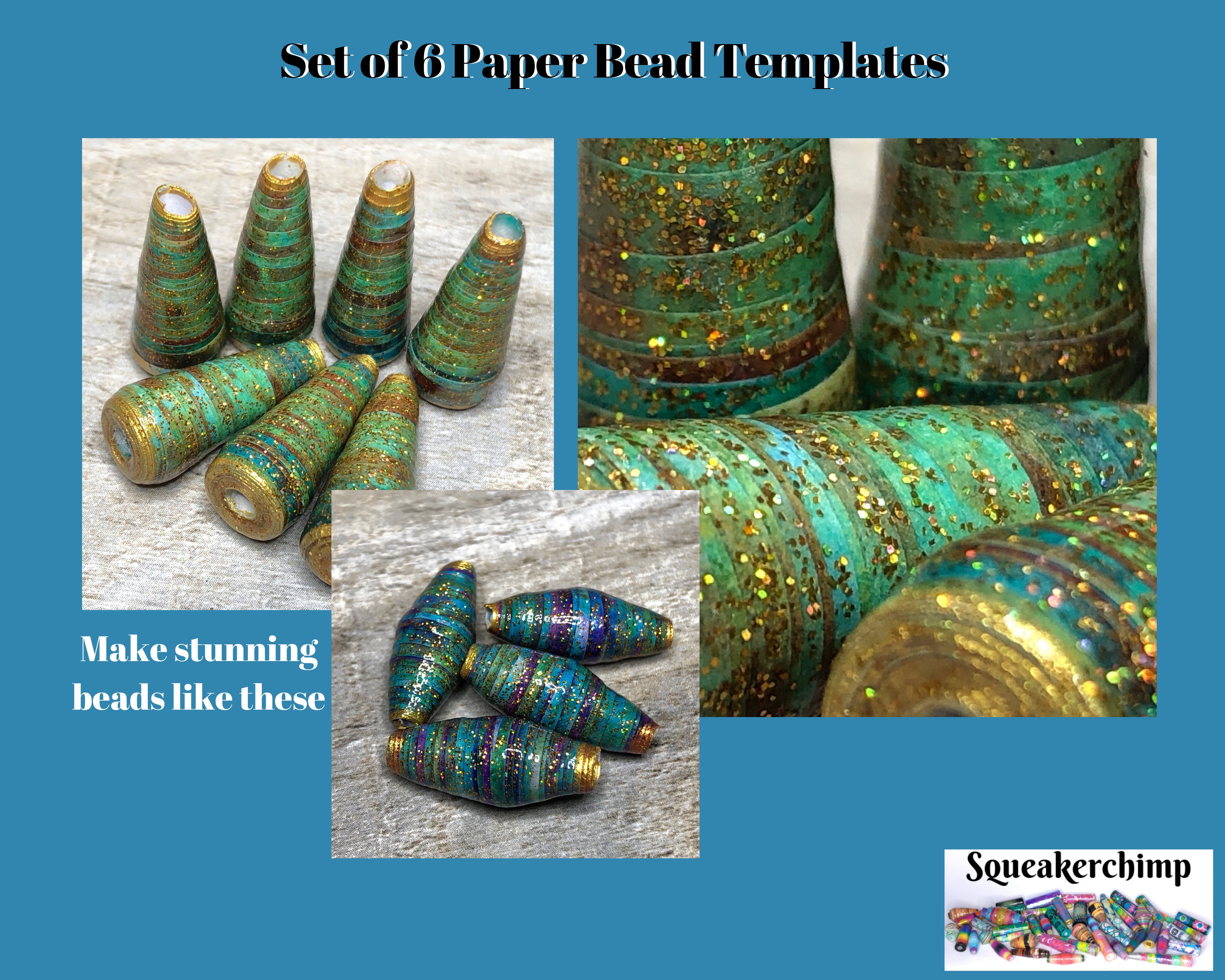 Paper Beading Template - Instant Download PDF - Set of 6 Marble Swirl ...