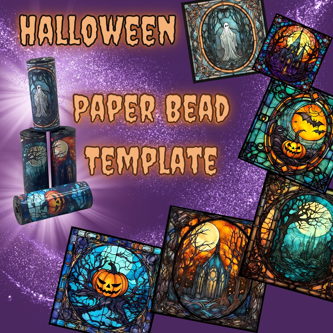 Halloweeen Paper Bead Template for Bead Rolling - Stained Glass ...