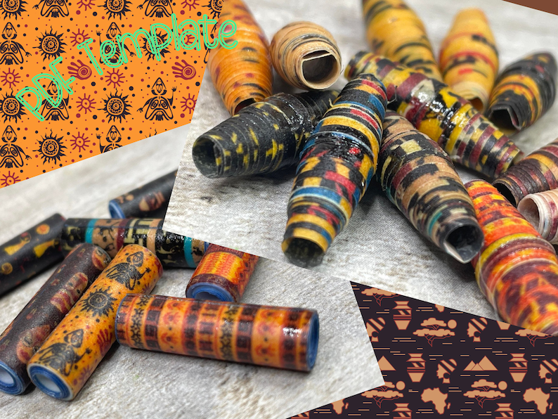 African Print Tribal Paper Beading Template Instant - Etsy