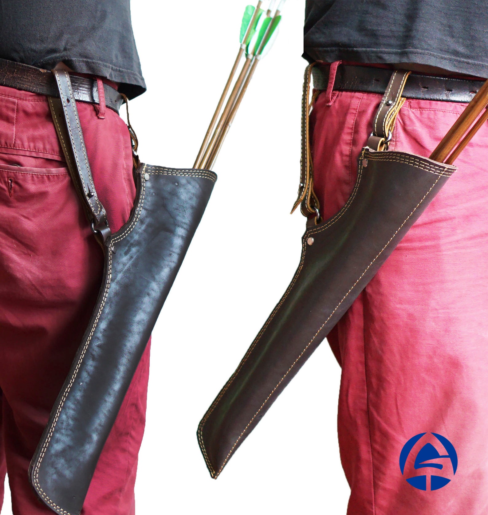 Leather Hip Quiver Two Sided Waist Quiver Small Archery - Etsy UK