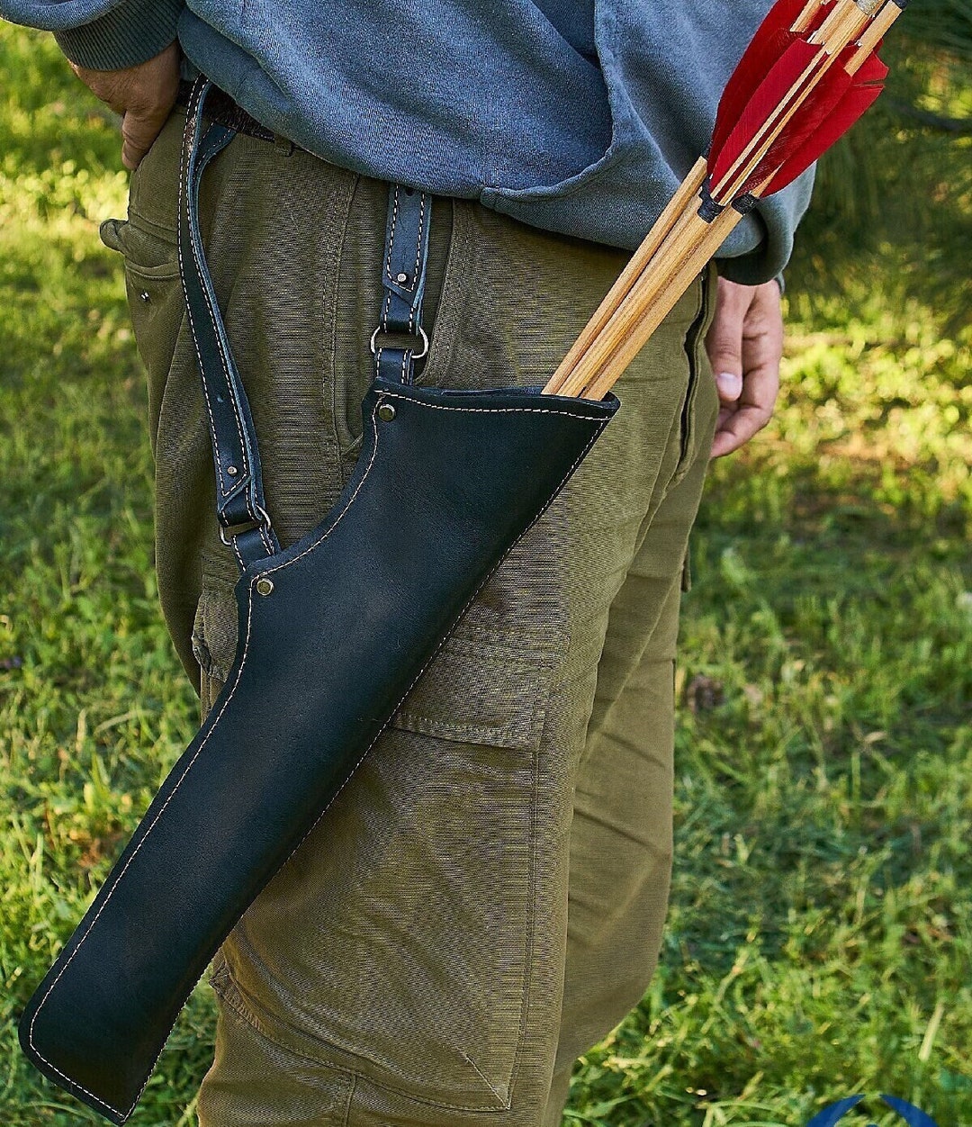 Archery Quiver Waist Quiver Leather Quiver Belt Quiver Leather Holster Two Sided Quiver Hip ...