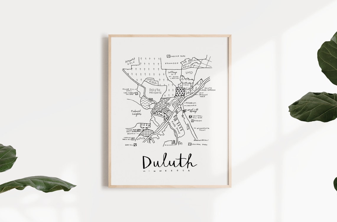 Duluth Minnesota Neighborhood Map Print - Etsy