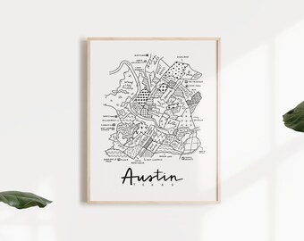 Original Neighborhoods of Austin Map // Austin Texas Print - Etsy