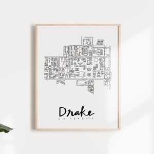 Drake University Campus Map Print - Etsy