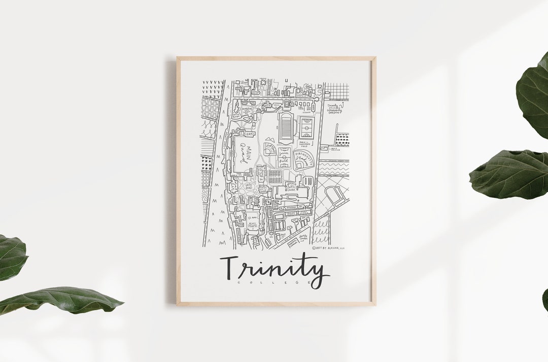 Trinity College (hartford) Campus Map Print - Etsy