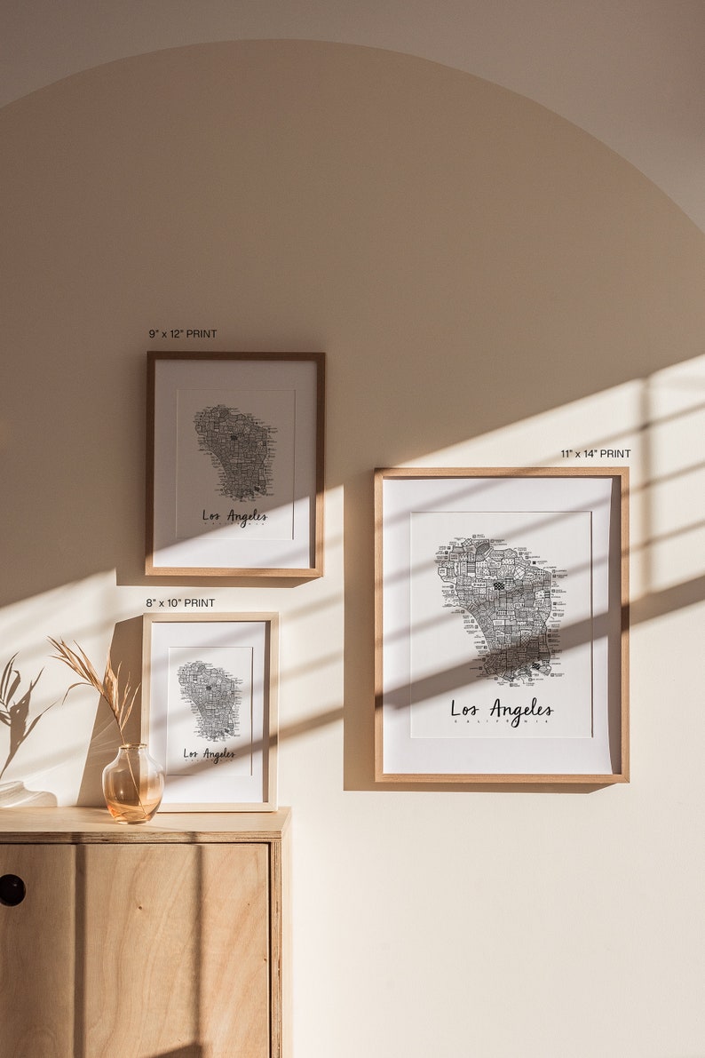 Los Angeles, California Neighborhood Map Print - Etsy