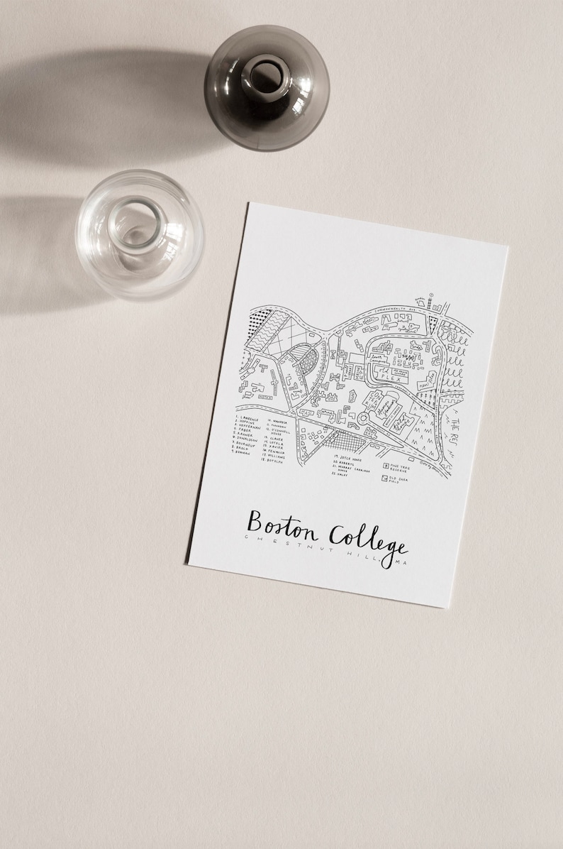 Boston College chestnut Hill Campus Map Print - Etsy Ireland