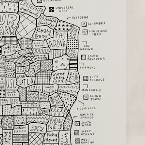 Los Angeles, California Neighborhood Map Print - Etsy