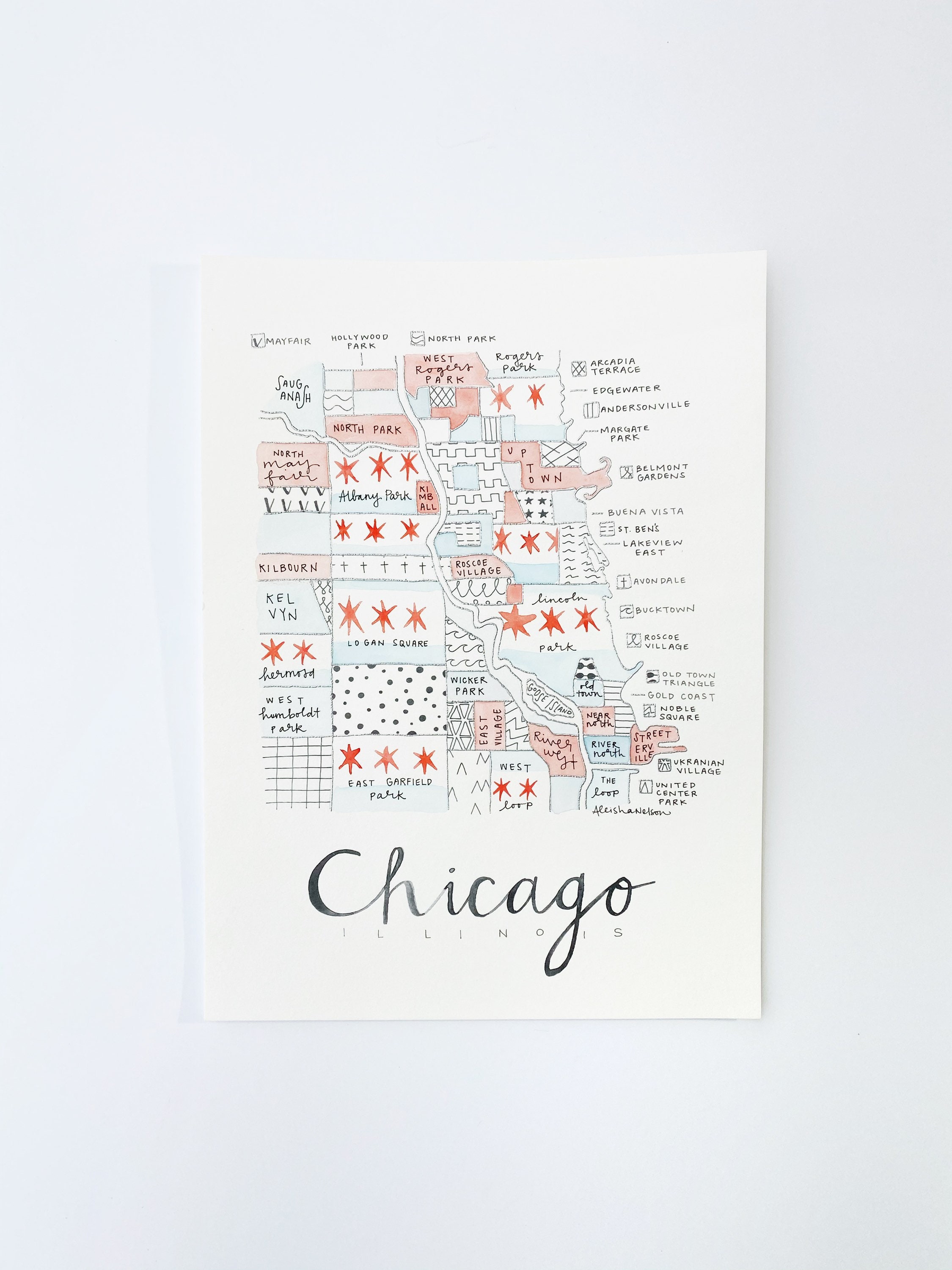 Hand-painted Chicago Neighborhood Map - Etsy